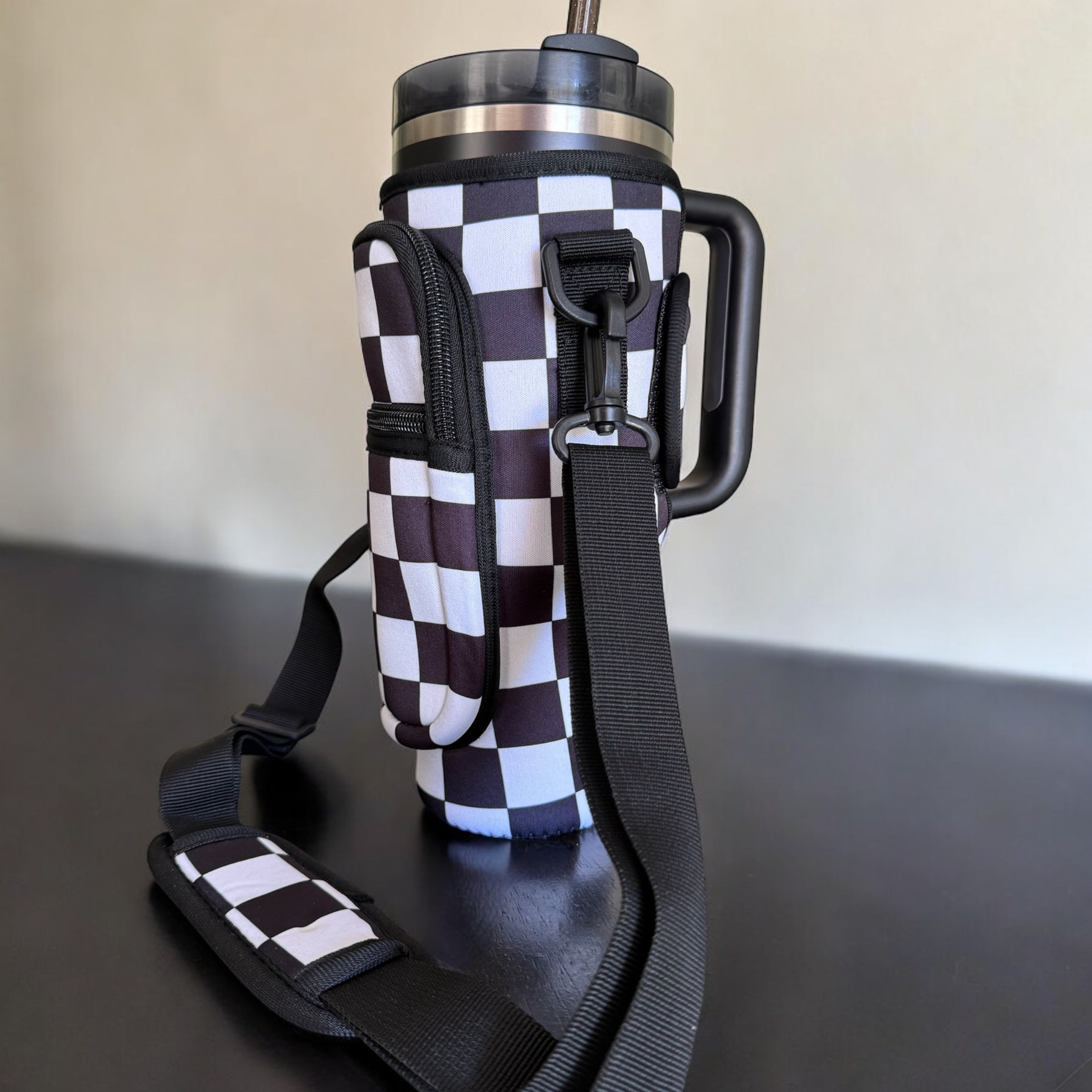 Black and White Checkers | Tumbler Sling | Fits Stanley, Simple Modern ...
